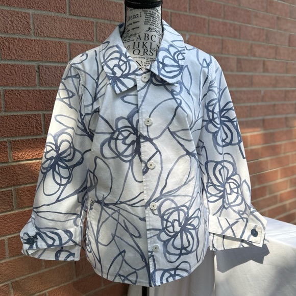 Sigrid Olsen | Jackets & Coats | Sigrid Olsen Light Blue And White Top ...